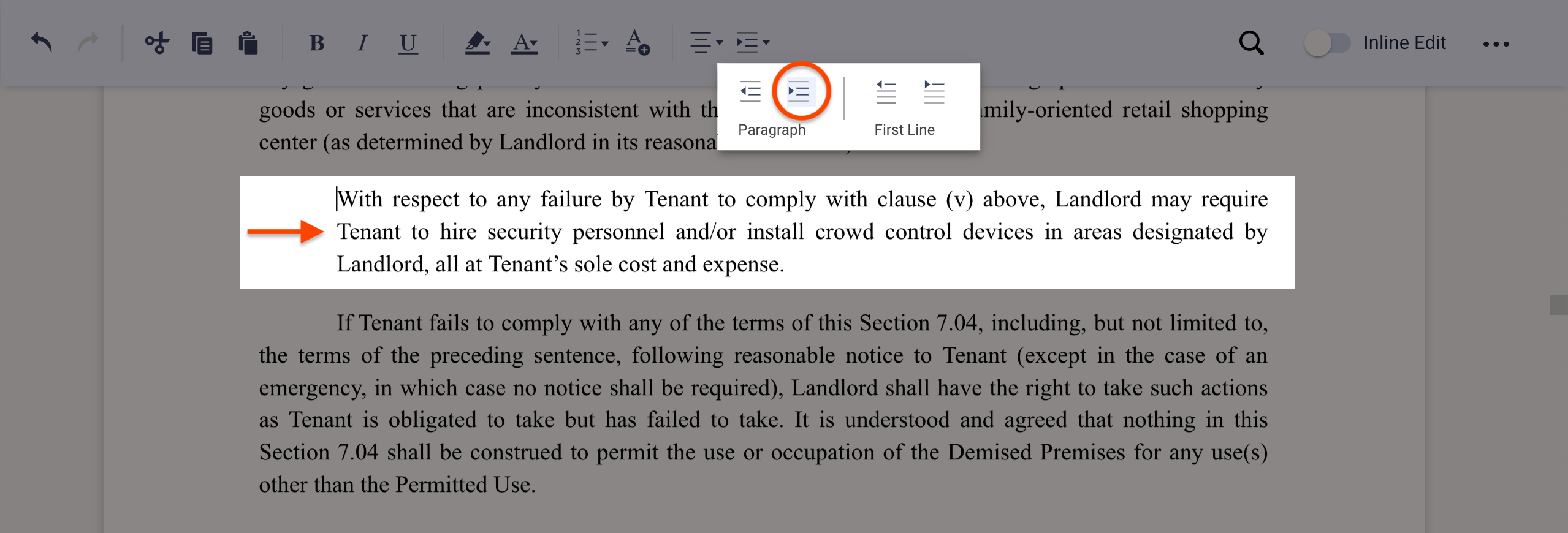 Tabs, Indentation, and Page Breaks – LeasePilot
