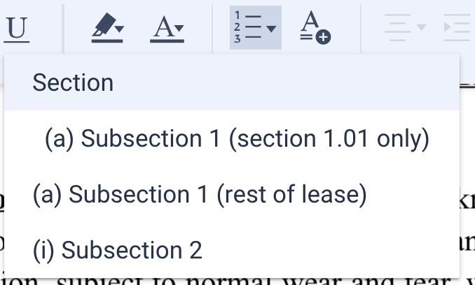 Adding Sections and Subsections – LeasePilot